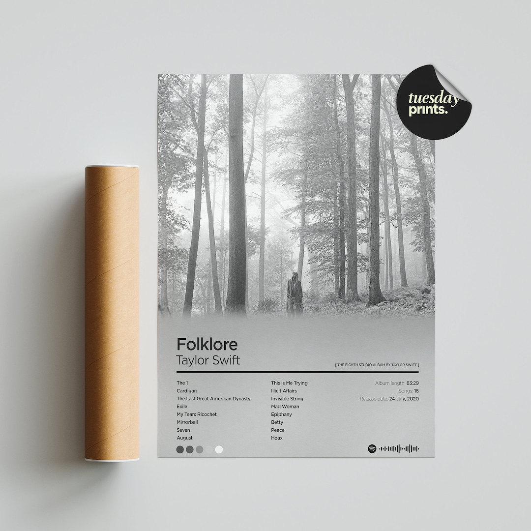 Folklore Album Cover Poster / Swift Custom Gradient Poster, Home Decor ...