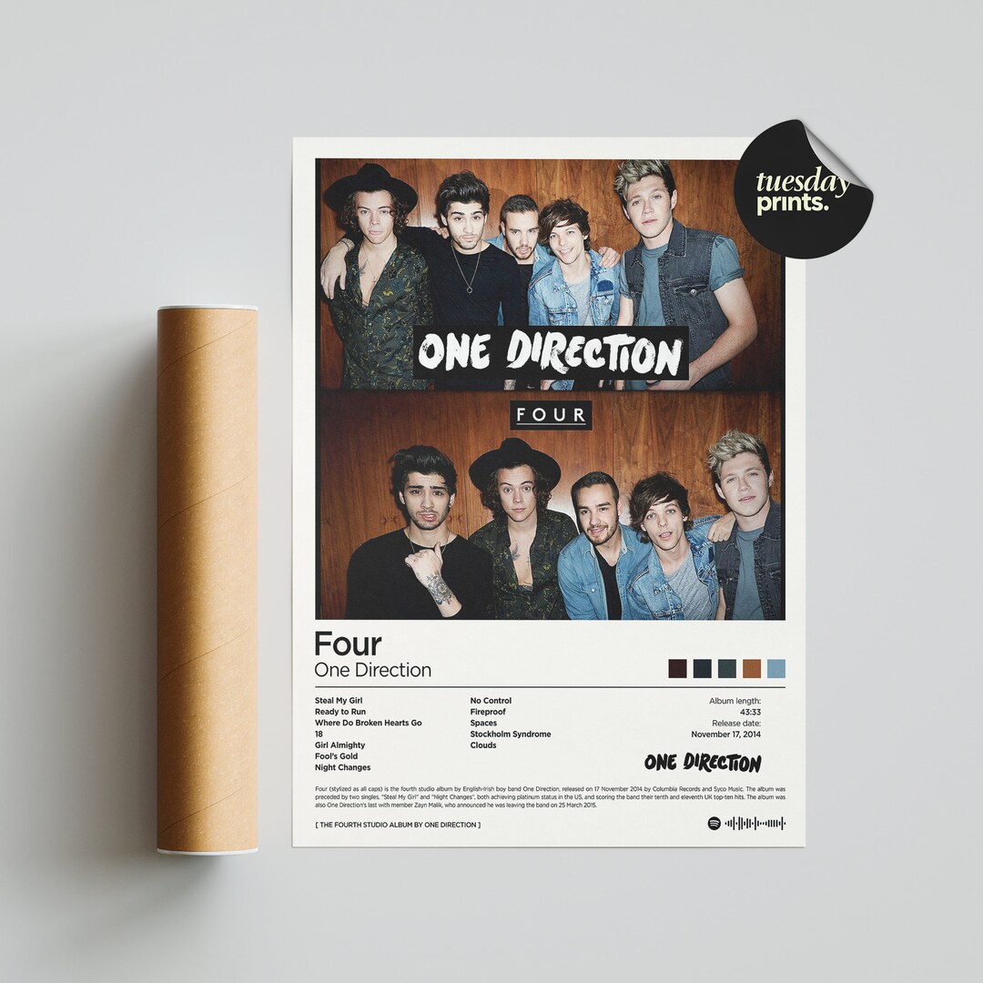 One Direction / Four Album Cover Poster / Custom Gradient Poster, Home ...
