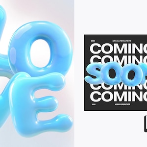 Clipart Letters PNG Glossy Blue Blob Alphabet 3D Font Clipart Digital ...