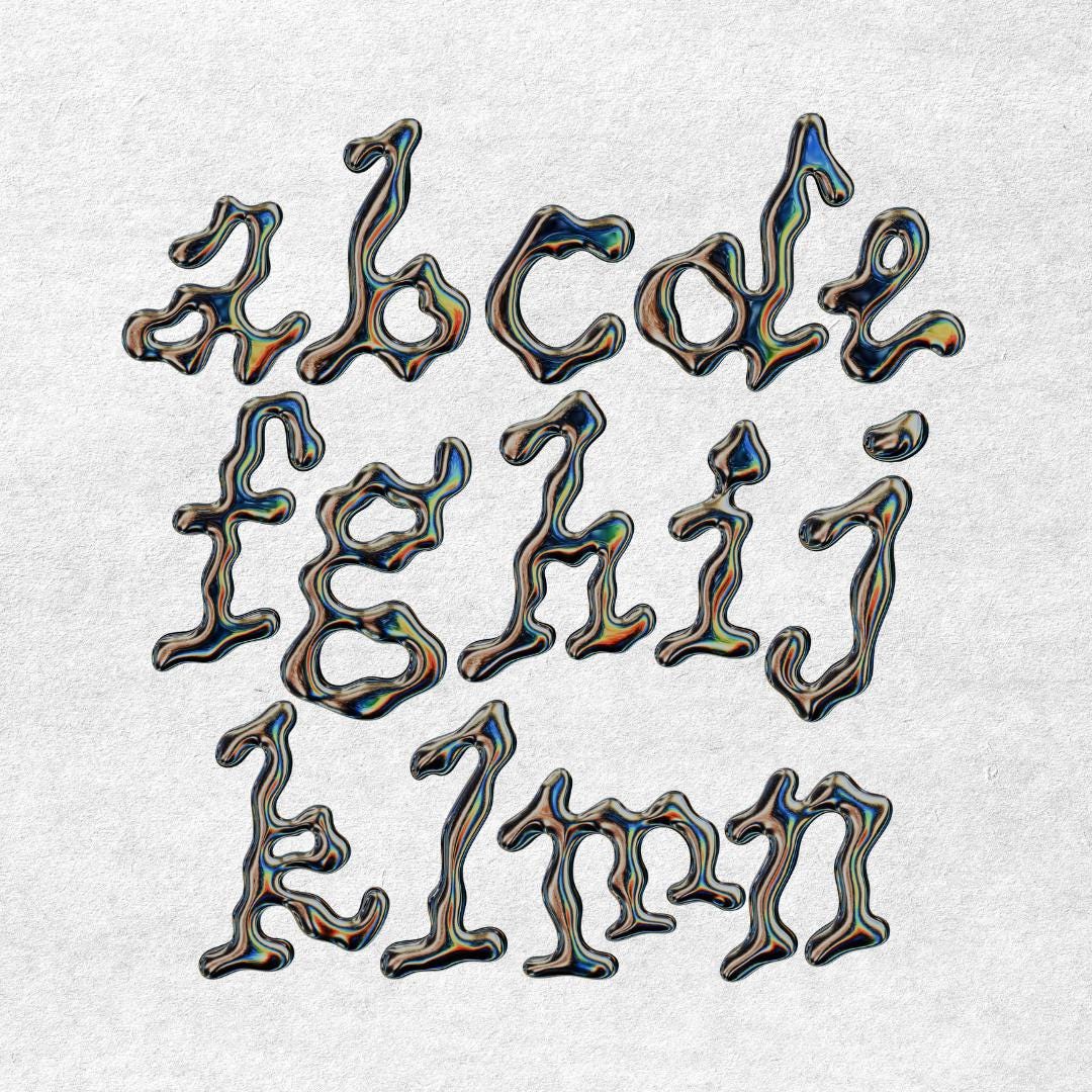 3D Chrome Letters Font PNG Digital Download Metallic Alphabet for Logos ...