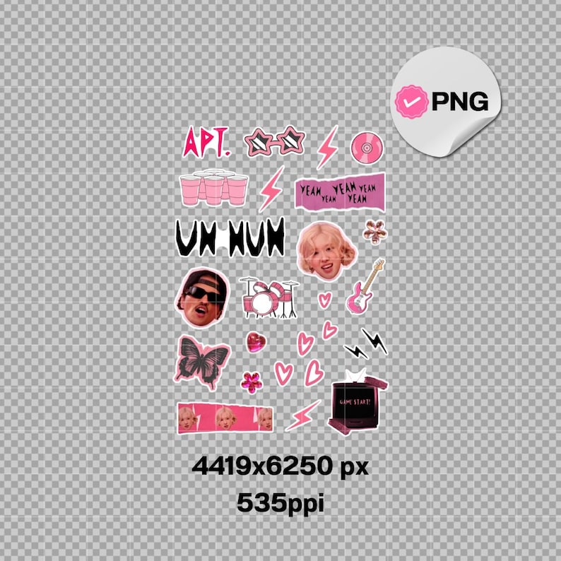 APT Inspired Kpop Sticker Pack Digital Download Fun Aesthetic PNG ...