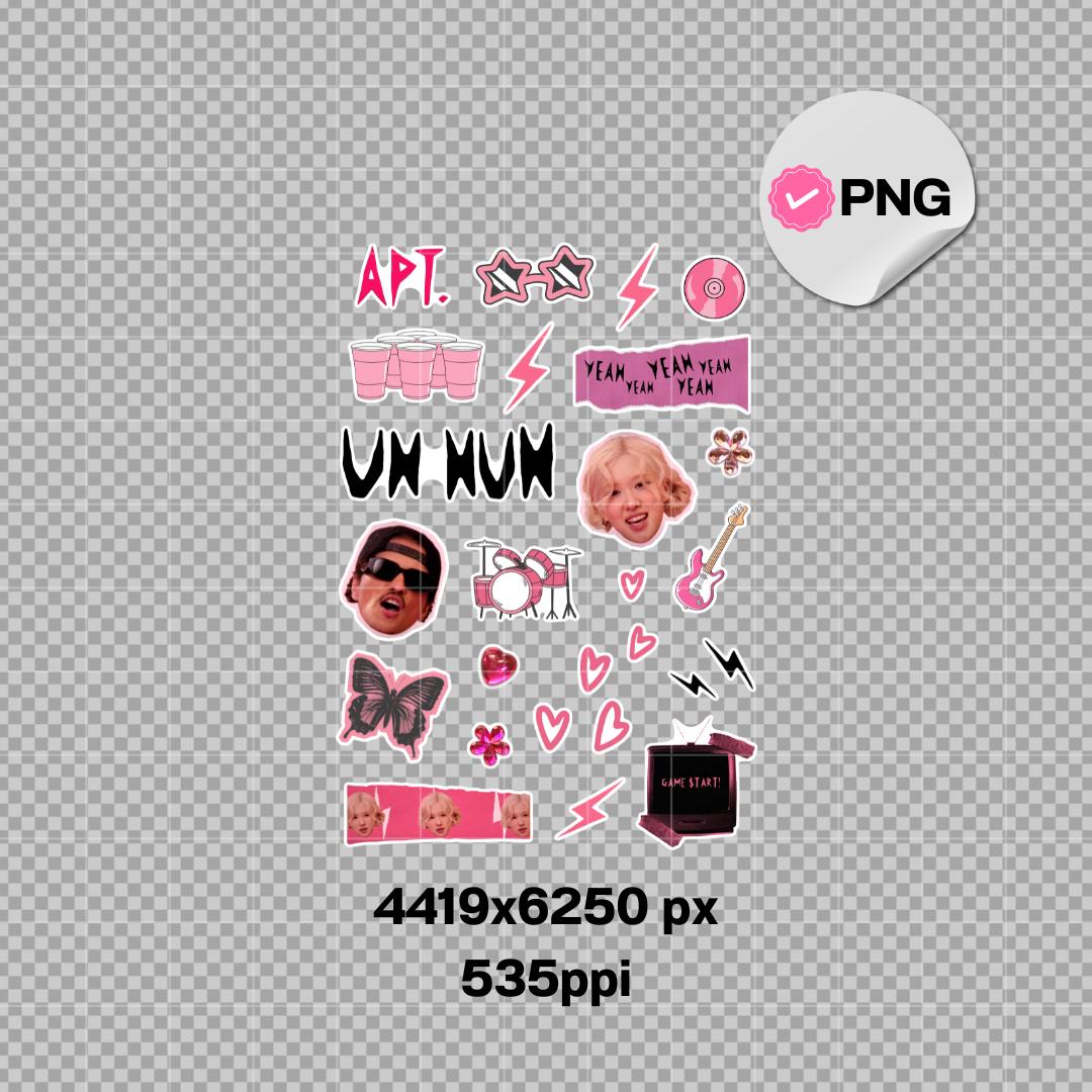 APT Inspired Kpop Sticker Pack Digital Download Fun Aesthetic PNG ...