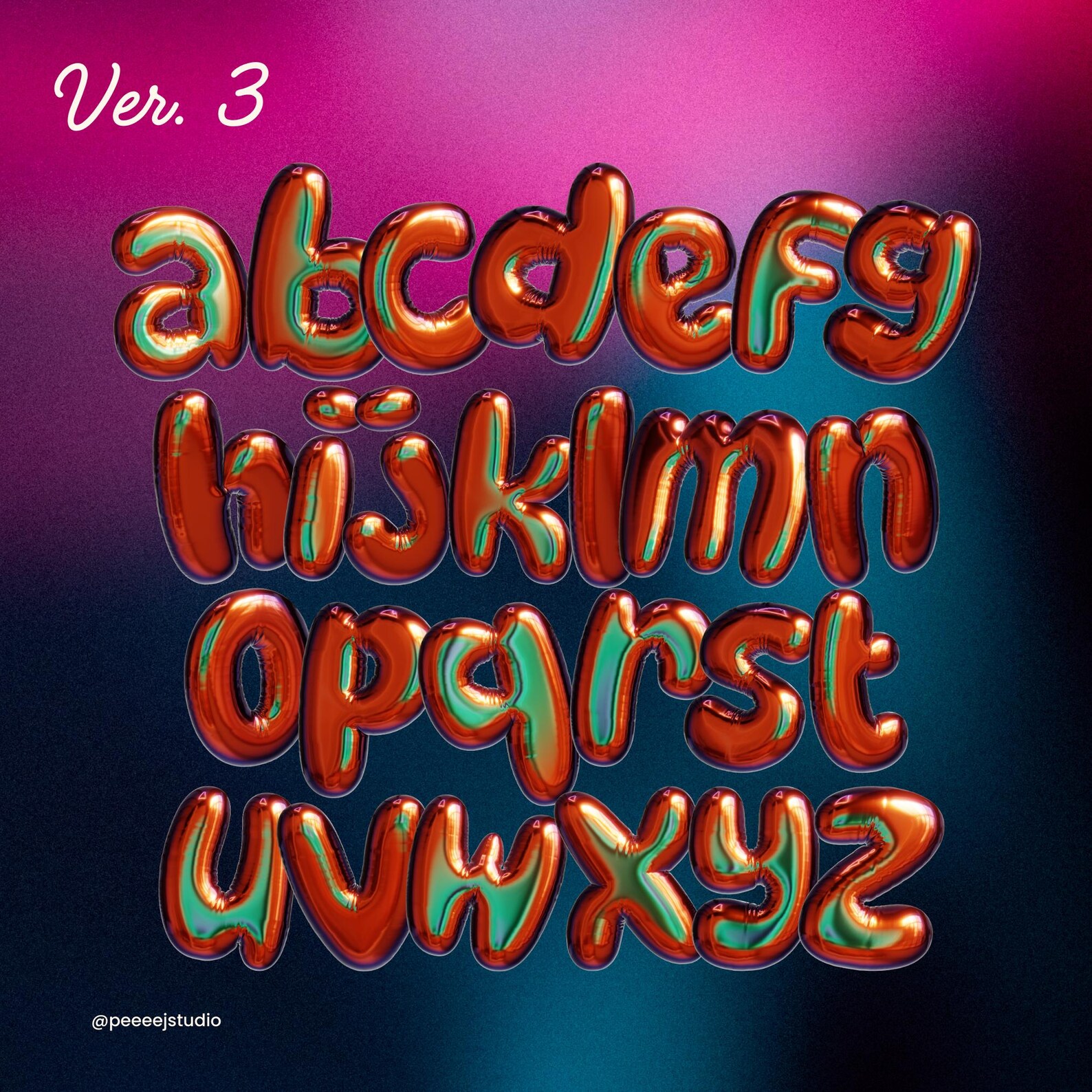 3D Chrome Balloon Font PNG Letters for Branding Balloon Alphabet ...