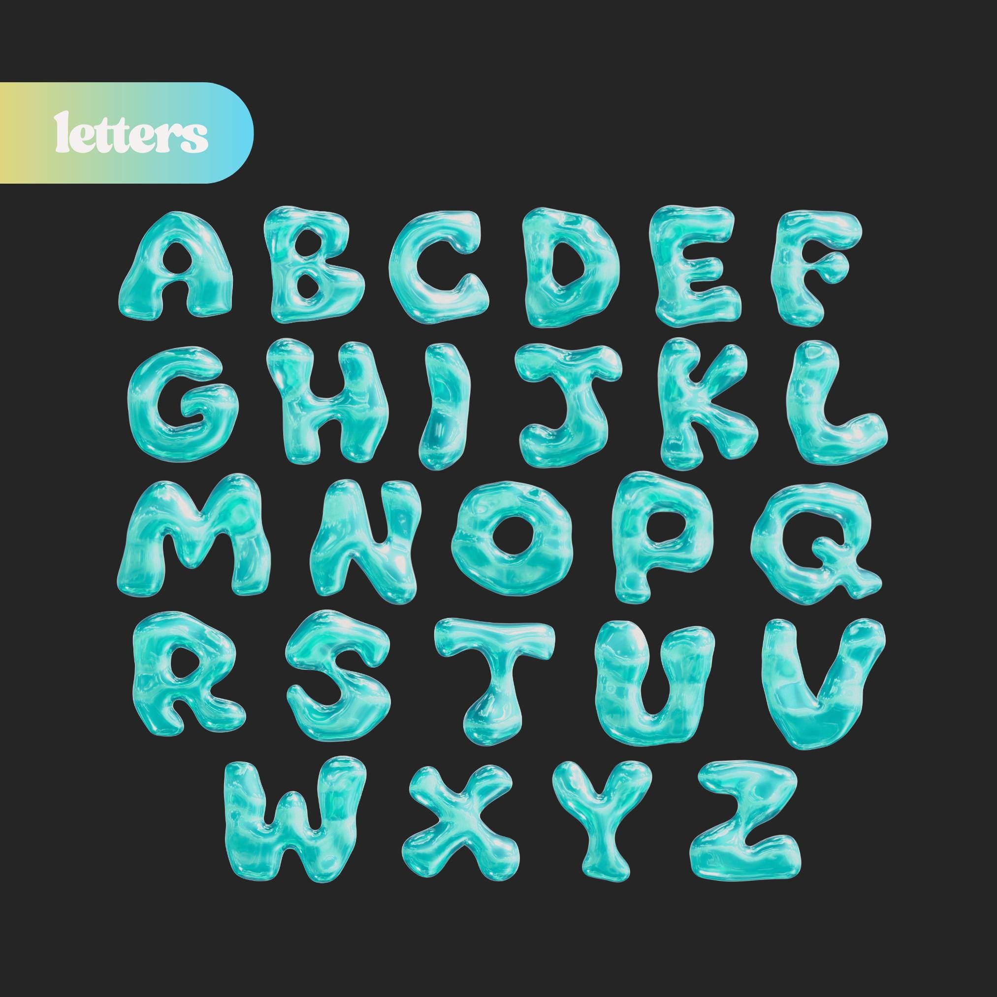 3D Jelly Letters PNG Alphabet | Pastel Aesthetic Font for Canva ...