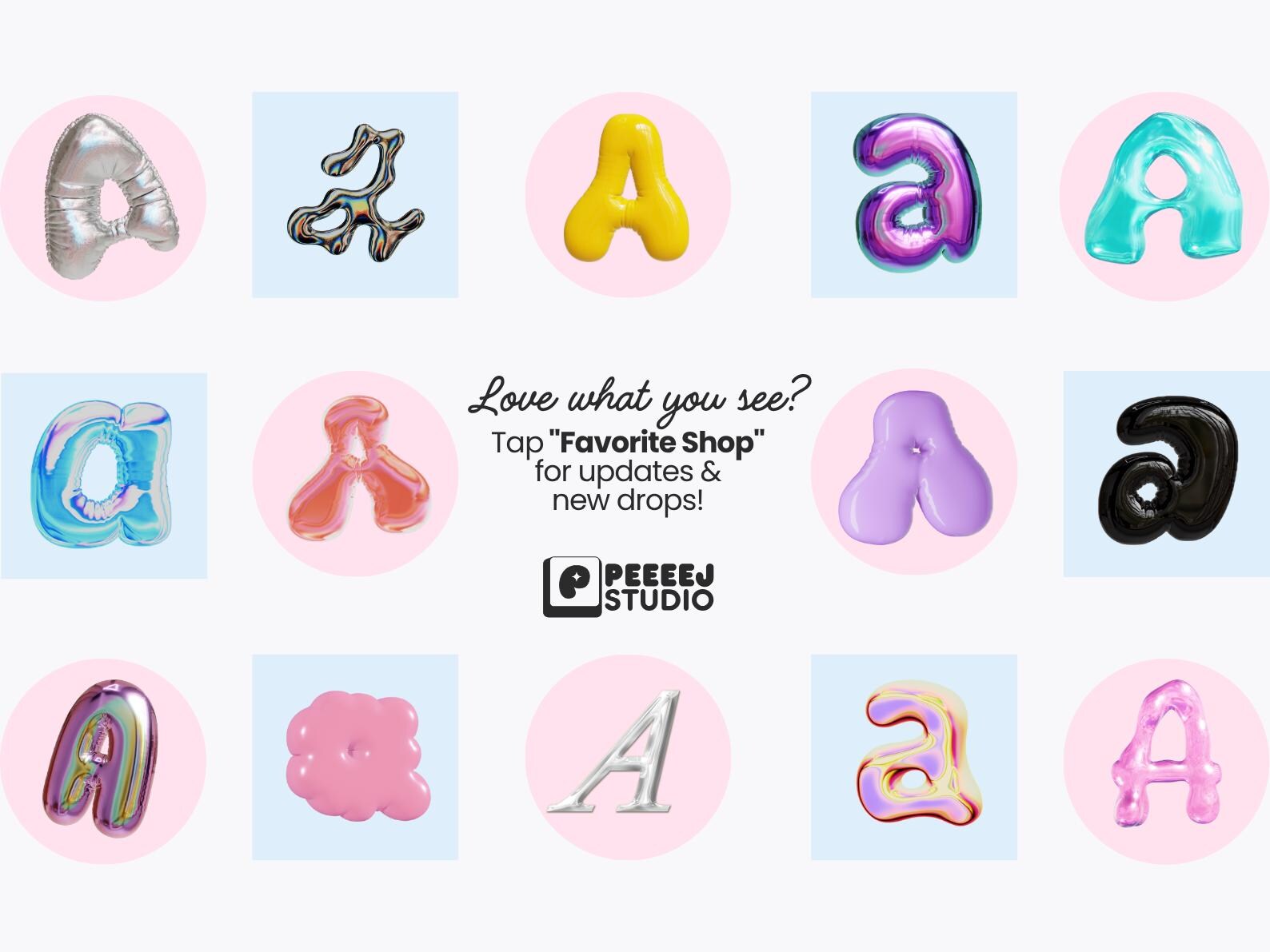 Clipart Letters PNG Glossy Blue Blob Alphabet 3D Font Clipart Digital ...