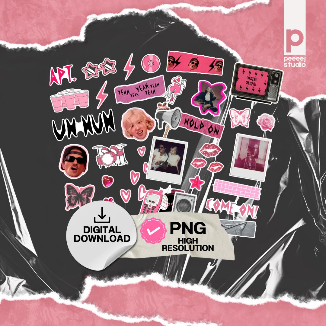 APT Inspired Kpop Sticker Pack Digital Download Fun Aesthetic PNG ...