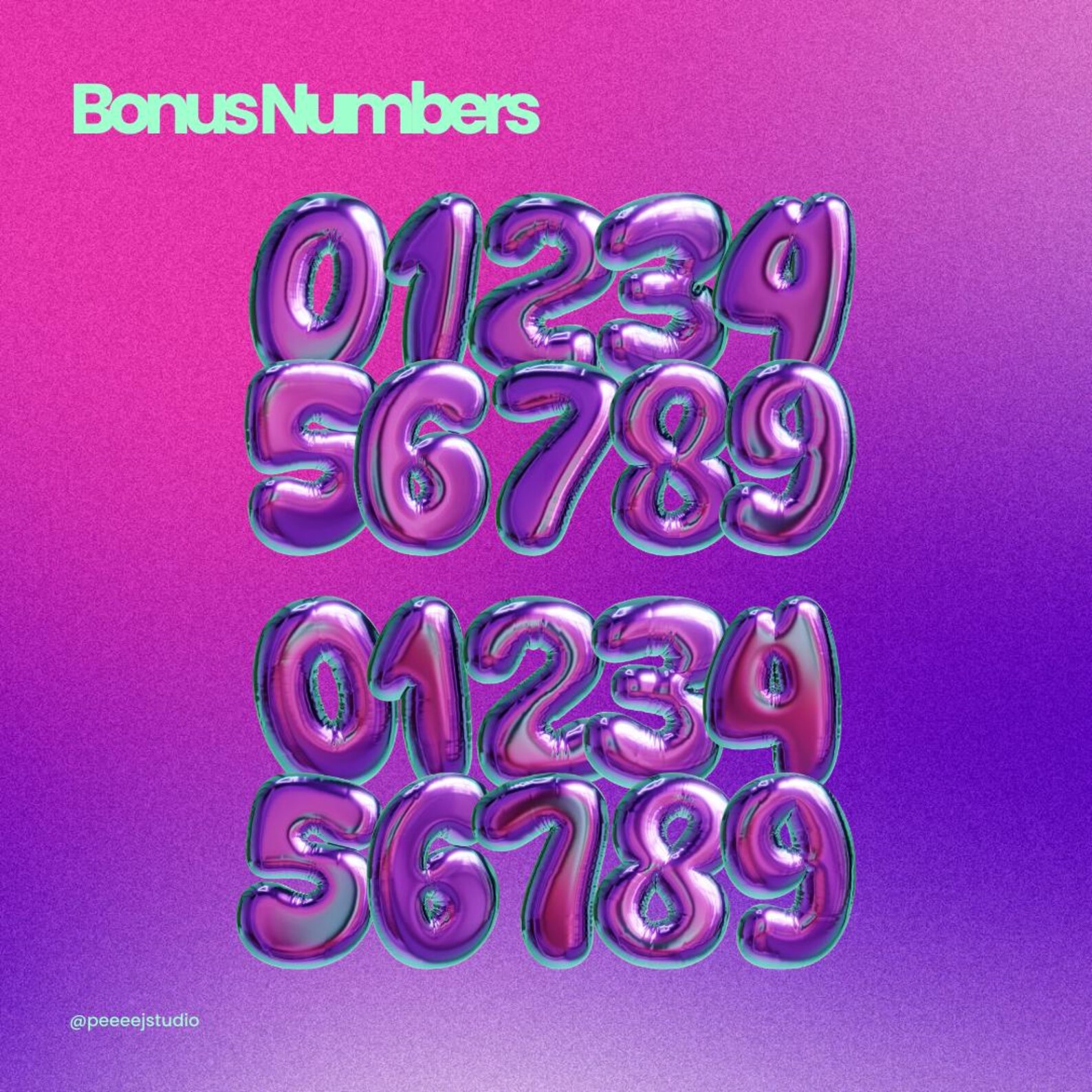 Chrome Purple 3D Balloon Letters PNG Vibrant Aesthetic Alphabet ...