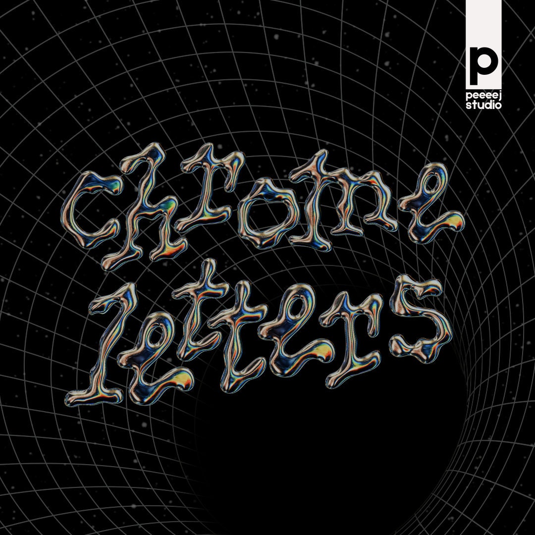 3D Chrome Letters Font PNG Digital Download Metallic Alphabet for Logos ...