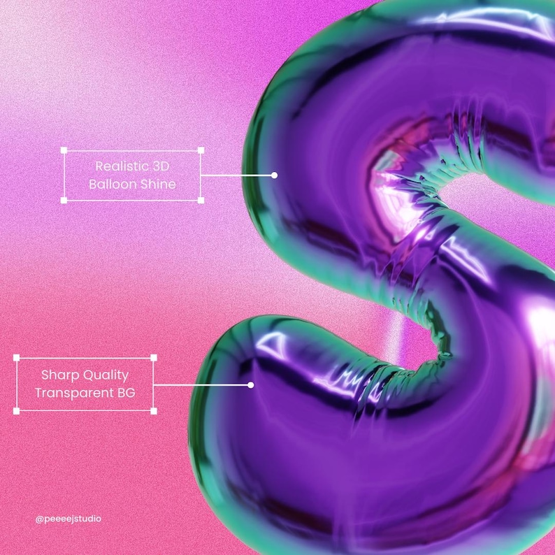 Chrome Purple 3D Balloon Letters PNG Vibrant Aesthetic Alphabet ...