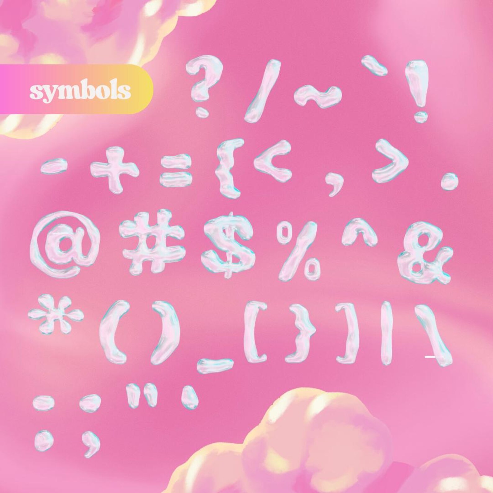 Clear Iridescent 3D Jelly Letters PNG • 68 Aesthetic Digital Alphabet ...