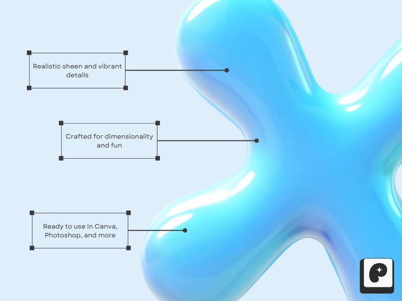 Clipart Letters PNG Glossy Blue Blob Alphabet 3D Font Clipart Digital ...