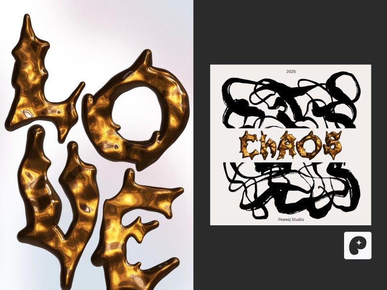 Metallic 3D Letters PNG Alphabet Molten Gold Vaporwave Font Digital ...