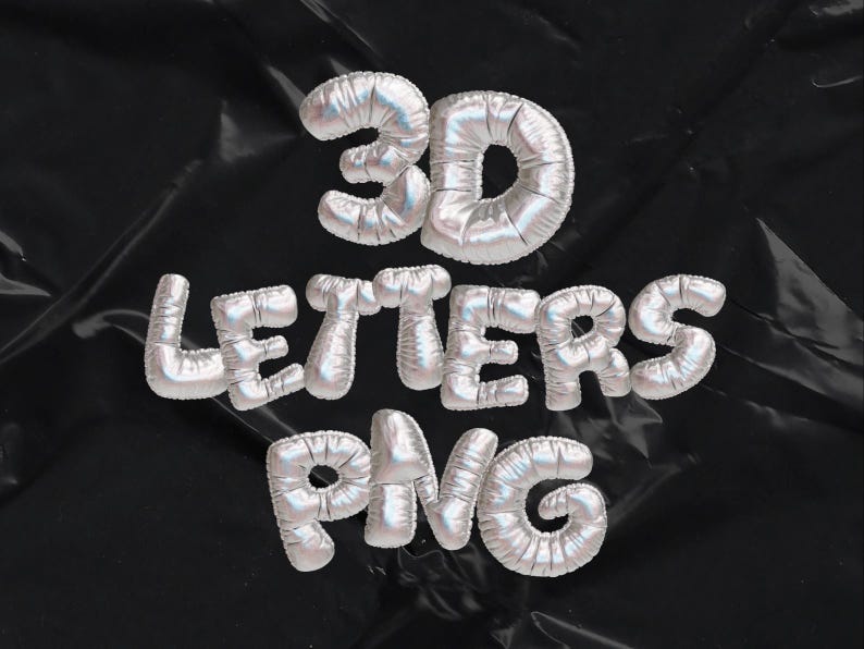 Silver Puff 3D Letters PNG Alphabet Digital Download High Resolution ...