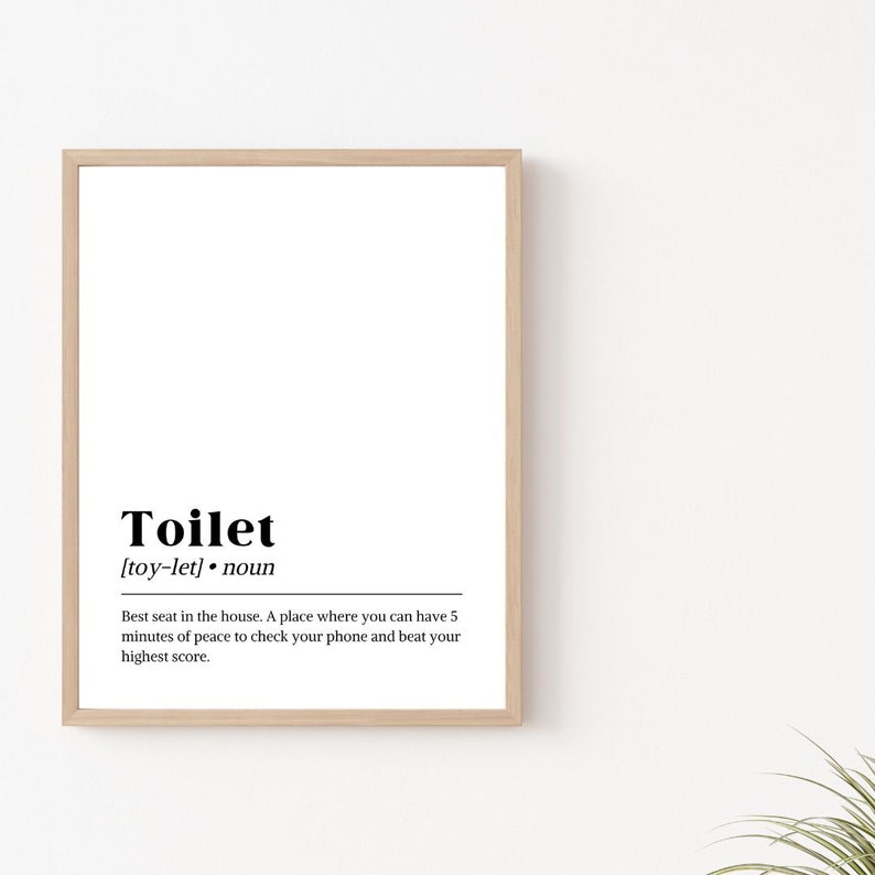 Toilet Definition Print | Digital Download | Bathroom | Download, Print ...