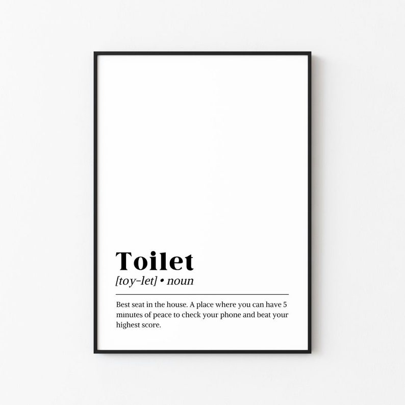 Toilet Definition Print | Digital Download | Bathroom | Download, Print ...