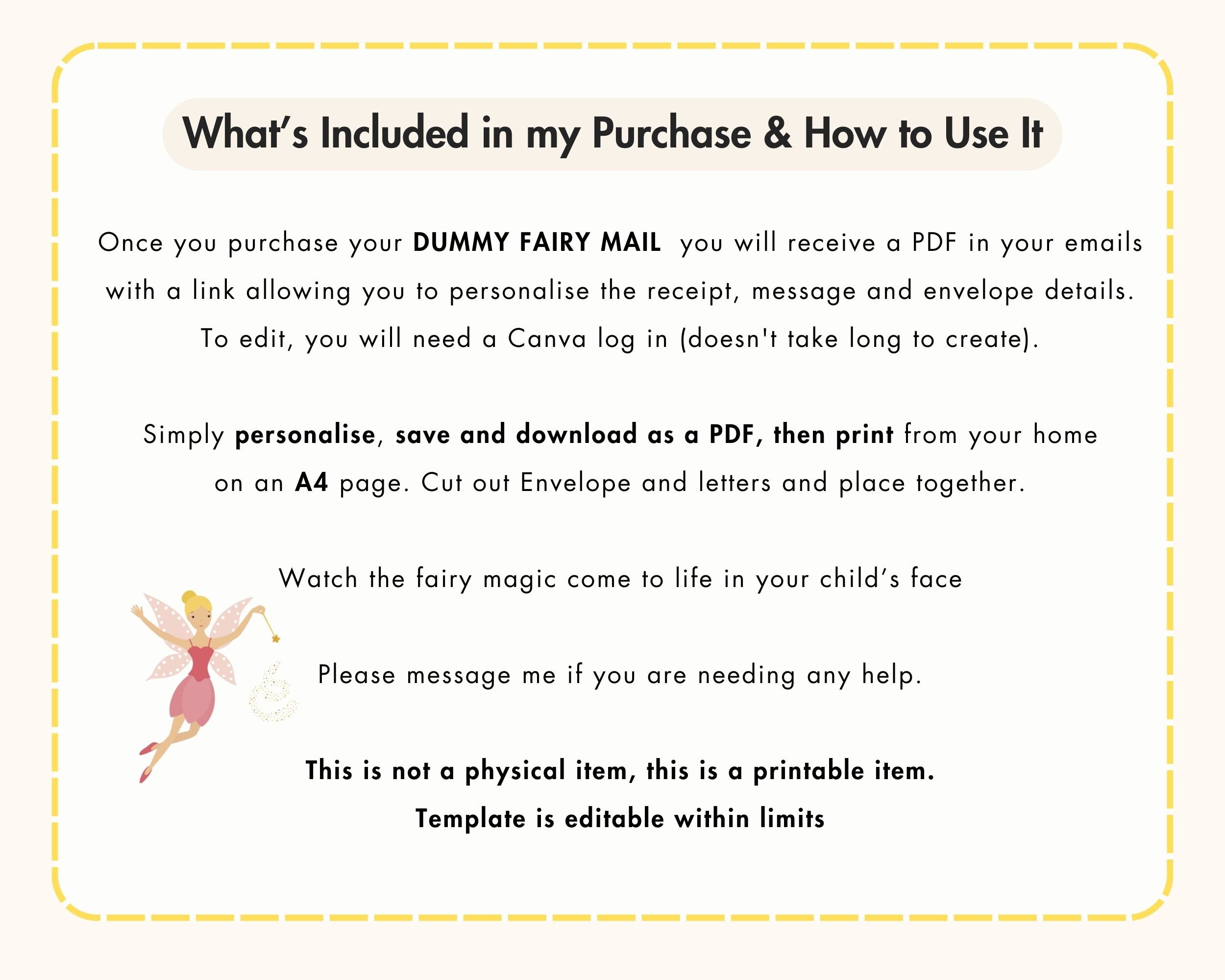 Dummy Fairy Letter and Envelope for Children, Fairy Mail for Kids ...