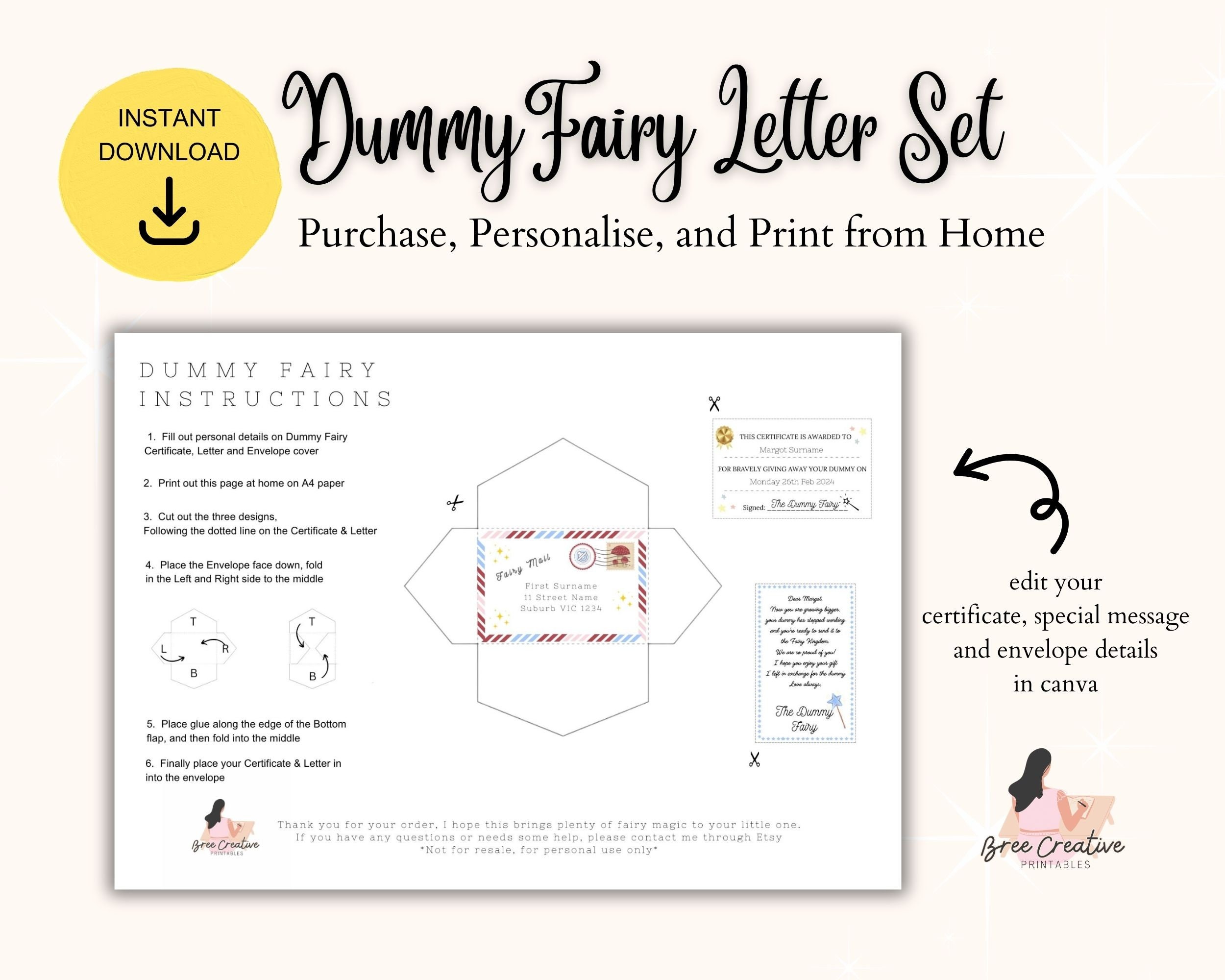Dummy Fairy Letter and Envelope for Children, Fairy Mail for Kids ...