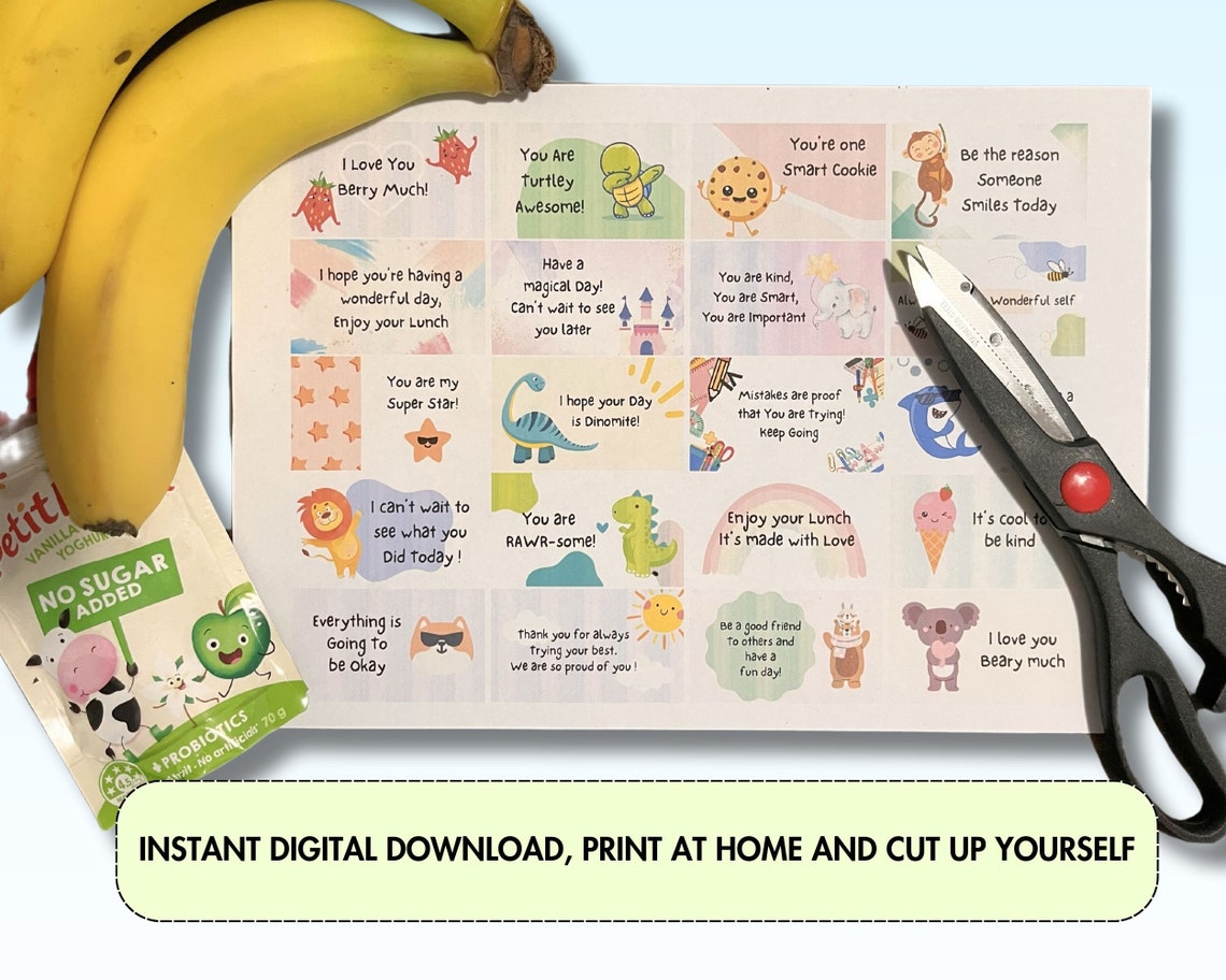 Printable Lunch Box Notes, Love Notes From Parents, Kid Friendly Notes ...