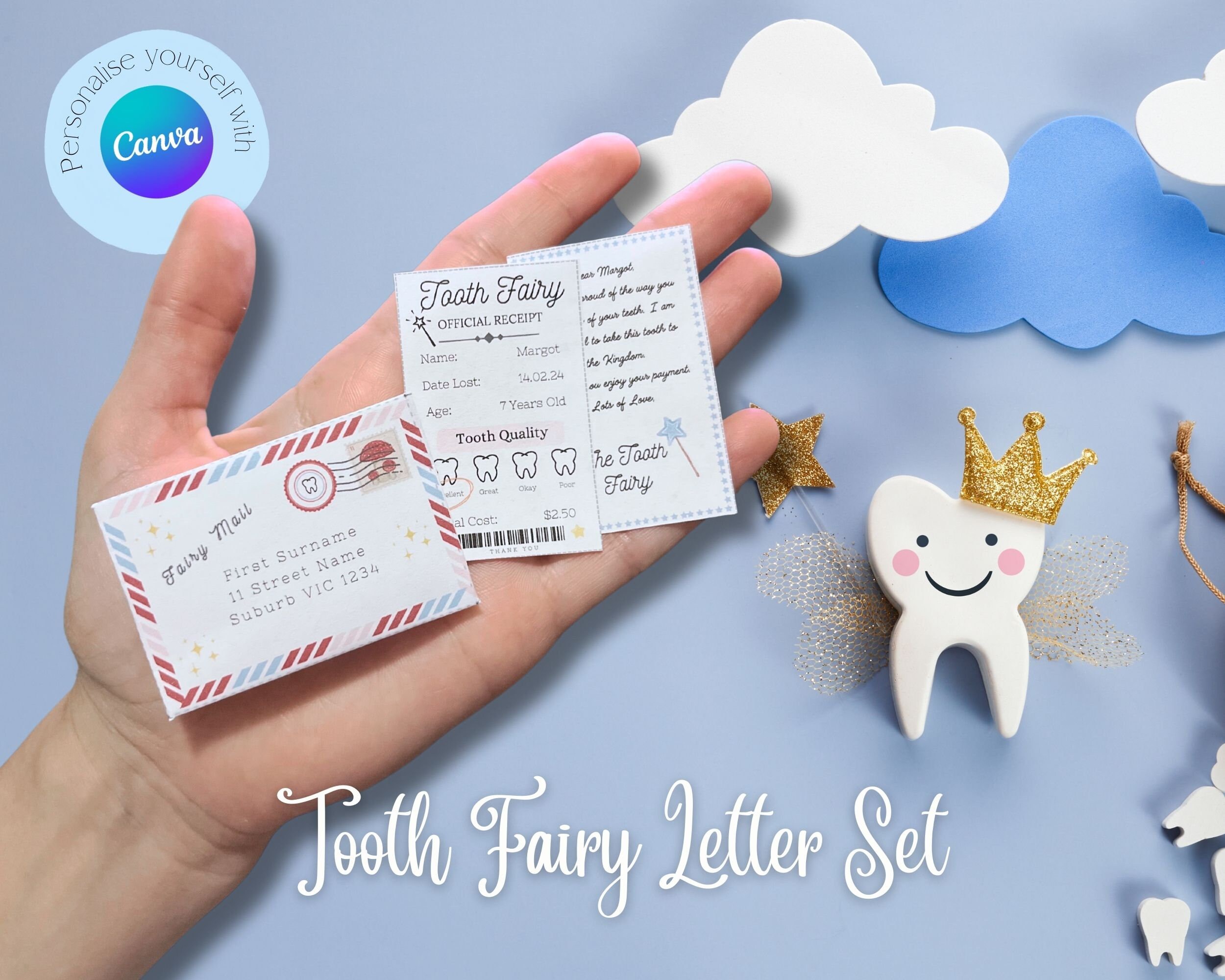 Mini Tooth Fairy Letter and Envelope for Children, Fairy Mail for Kids ...
