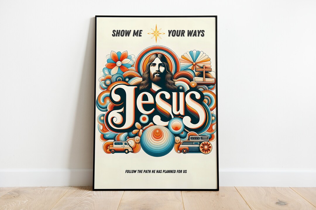 70s Jesus Poster, Wall Art to Print and Frame, Dorm Decor Prints Trendy ...