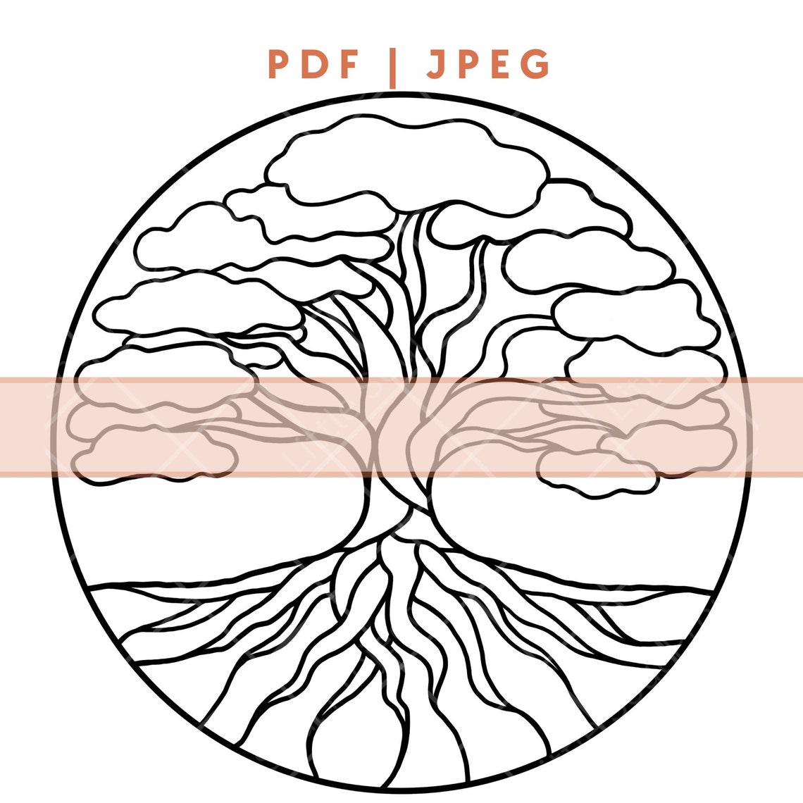 Oak Tree Stained Glass PDF Pattern Print, Tree of Life Round Circle ...