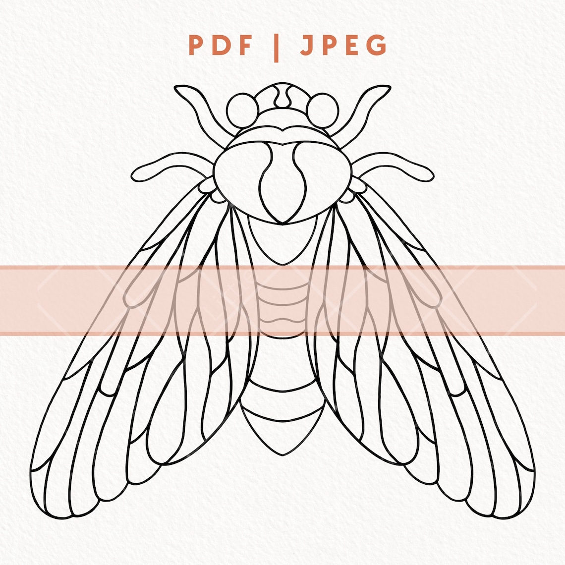 Cicada Stained Glass PDF Pattern Print, Insects Bugs Animal Ornament ...