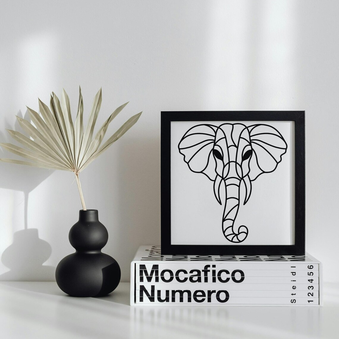 Elephant Head Stained Glass PDF Pattern Print, Animal Ornament, Wreath ...