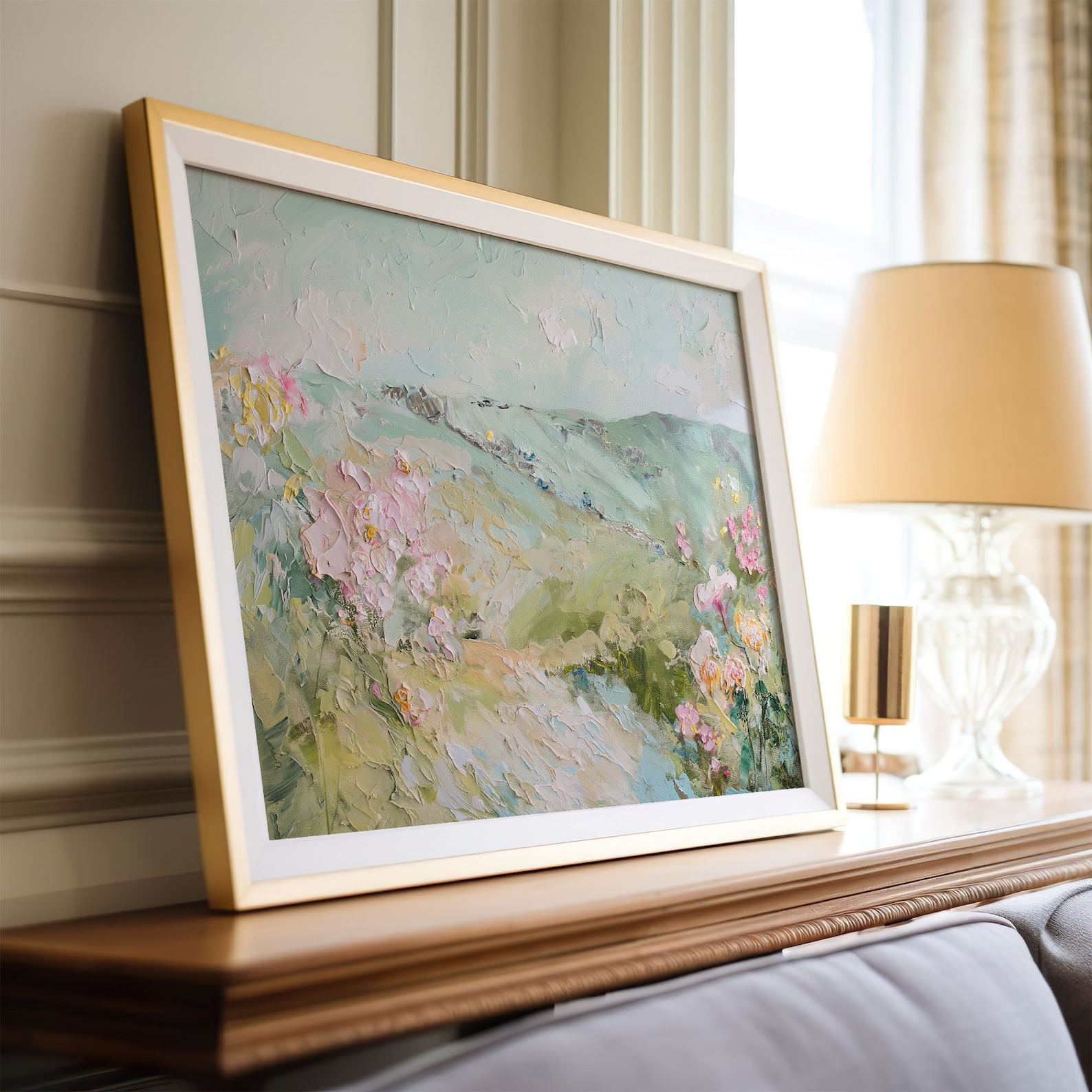 Pastel Flower Field Landscape Oil Painting Textured Flower Art Spring ...