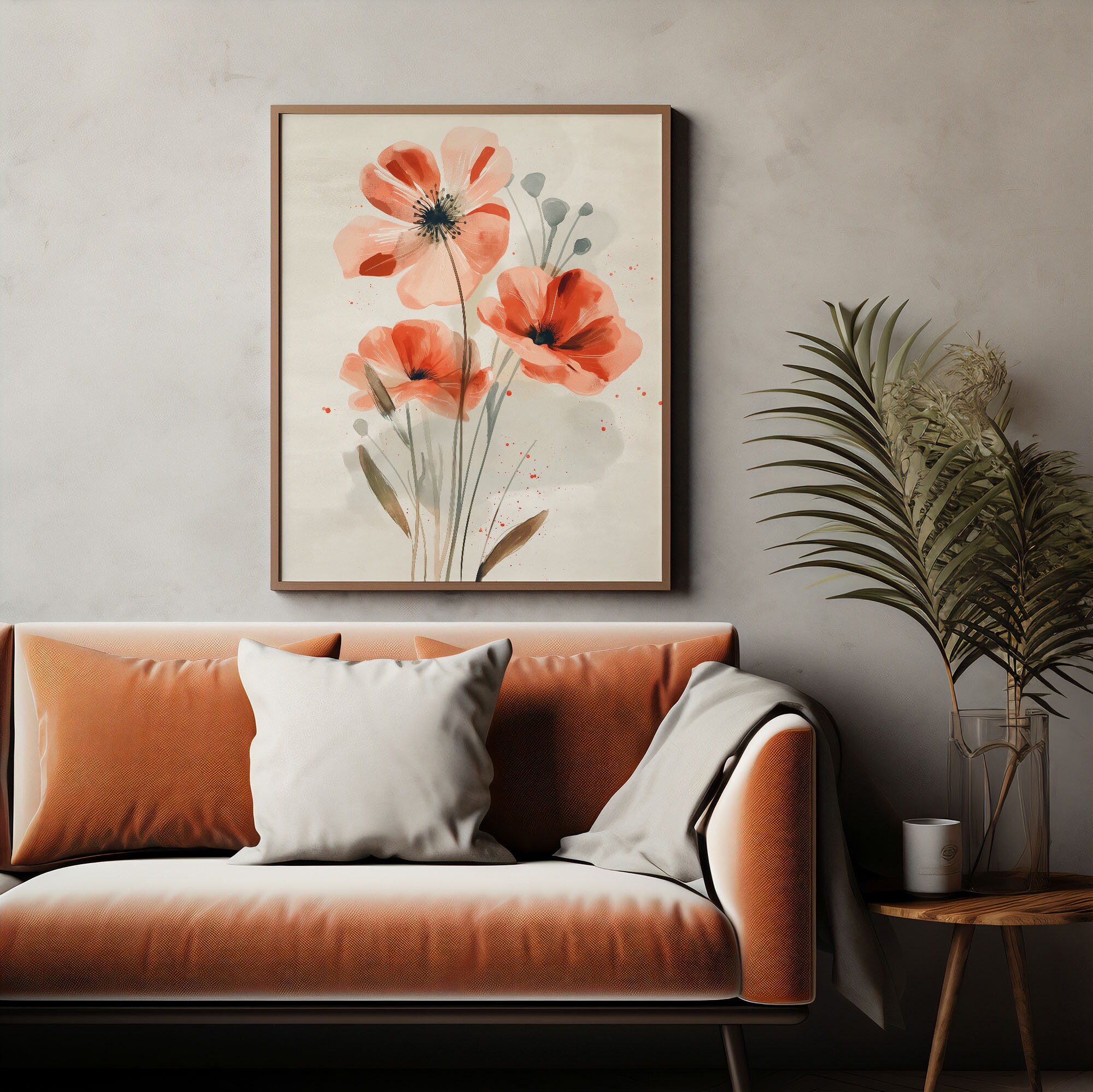 Orange Poppy Wall Art California Poppy Watercolor Painting Orange ...