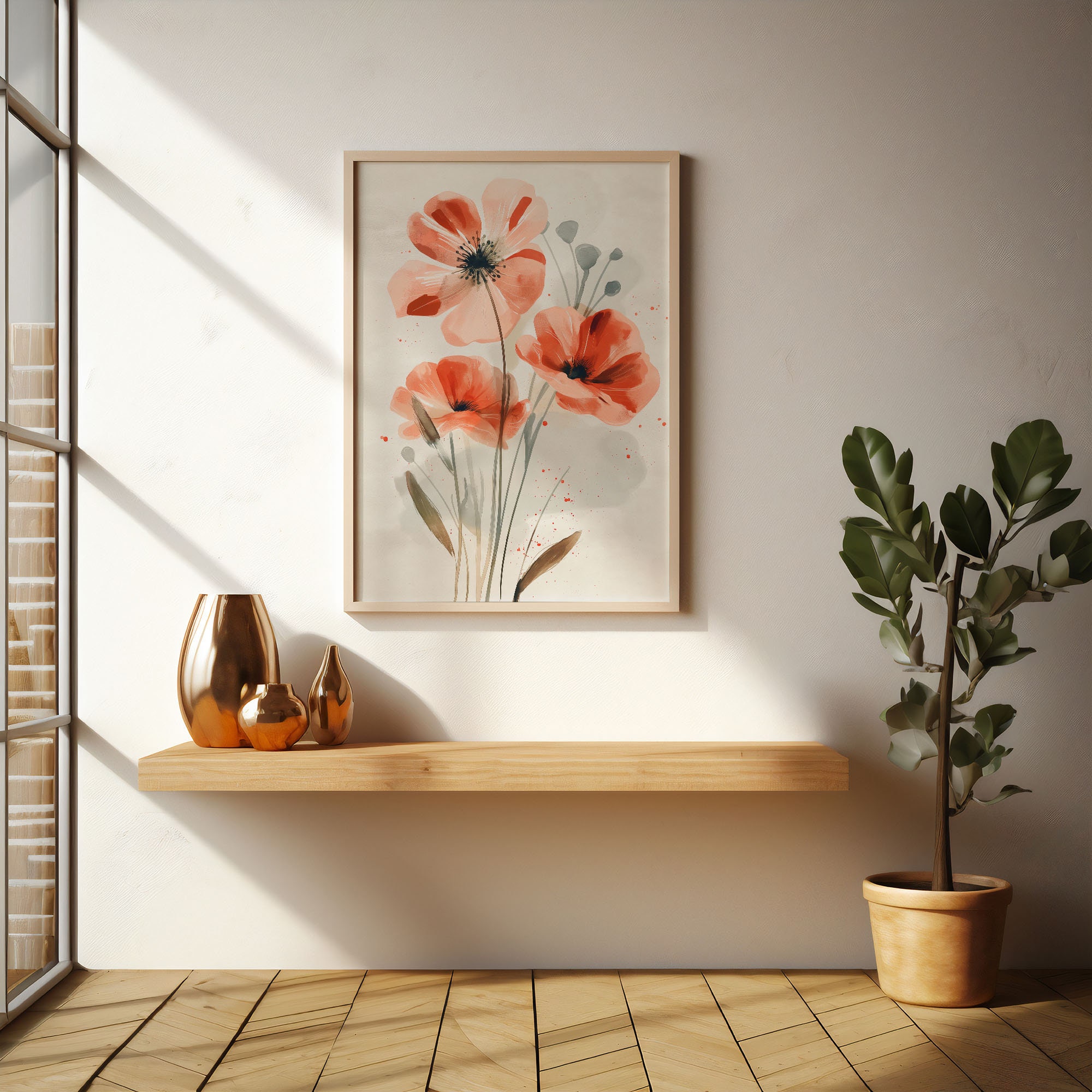 Orange Poppy Wall Art California Poppy Watercolor Painting Orange ...