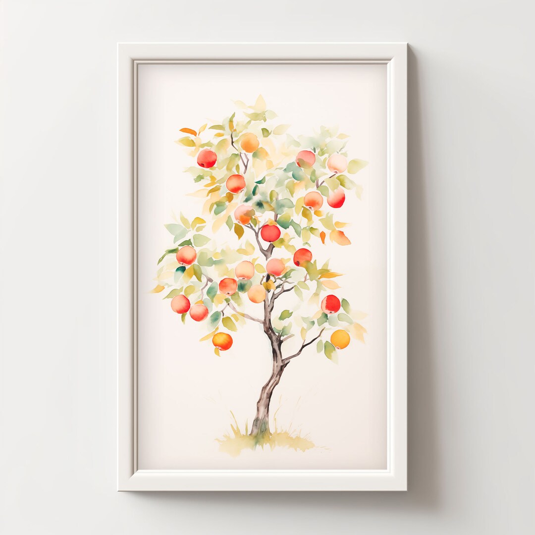 Apple Tree Wall Art Apple Kitchen Print Bright Apple Art Botanical ...