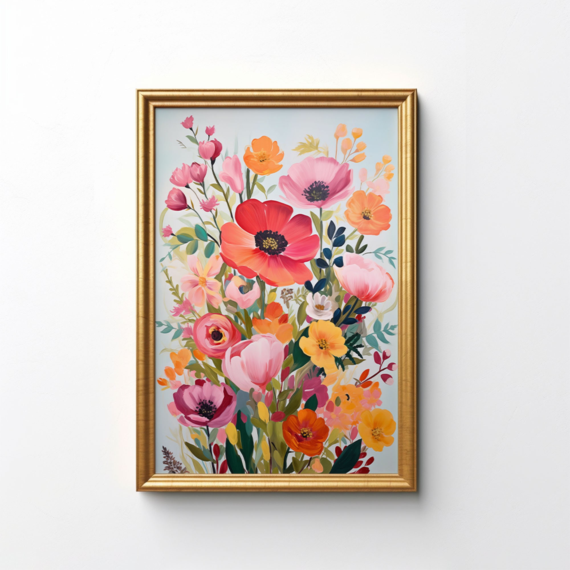 Midcentury Boho Floral Wall Art Flower Art Print Bright Abstract ...