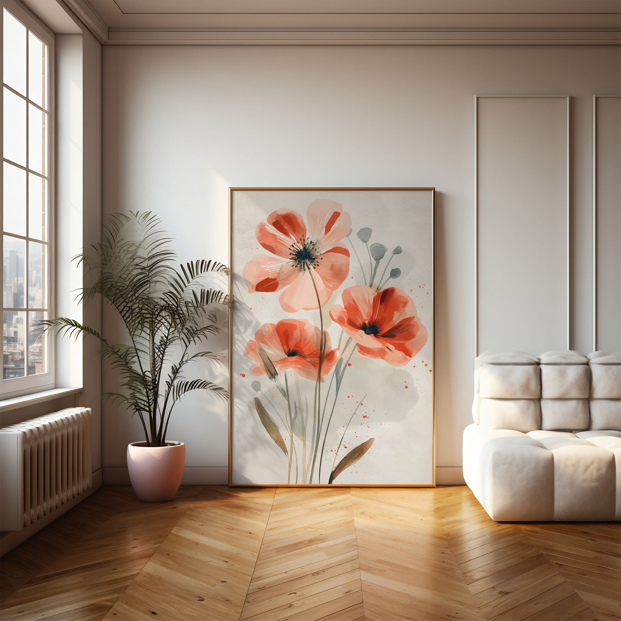 Orange Poppy Wall Art California Poppy Watercolor Painting Orange ...