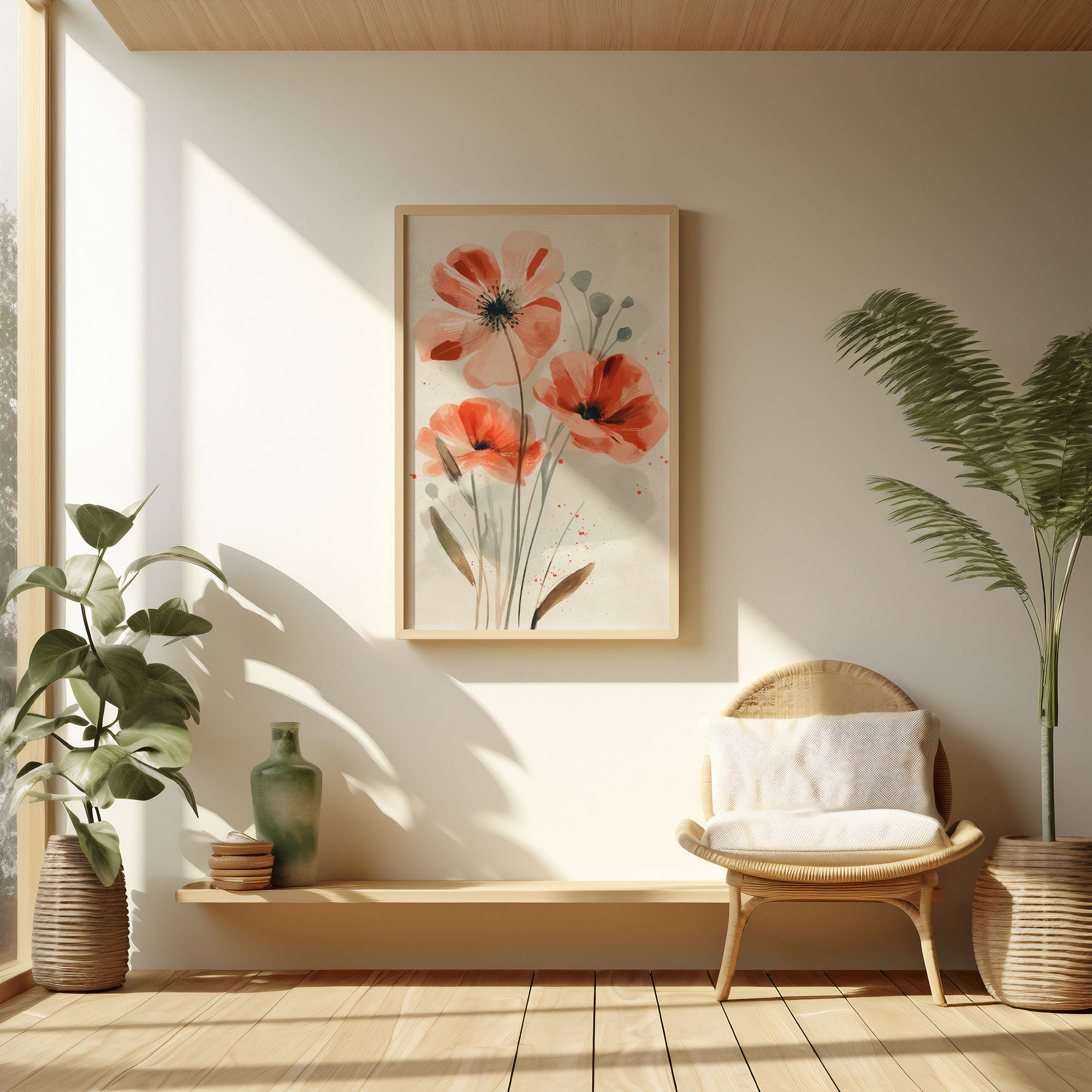 Orange Poppy Wall Art California Poppy Watercolor Painting Orange ...