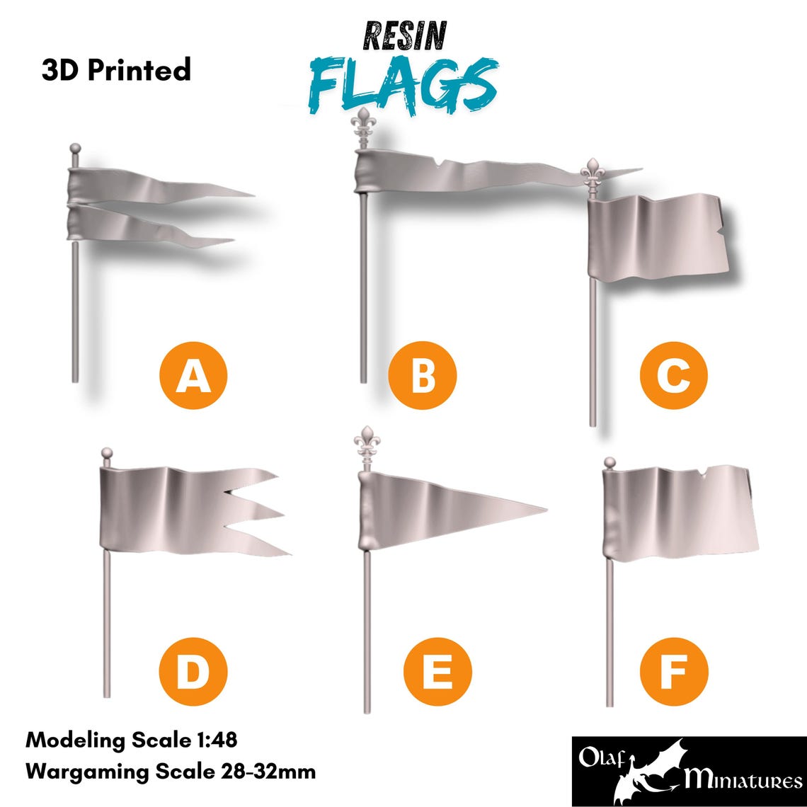 Medieval Wargaming Flags: Miniature Battle Diorama Elements (28-32mm ...