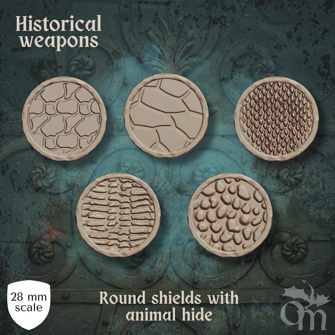 Round Shields With Animal Hide - Set of 20 or Singles (32mm / 1:54 ...