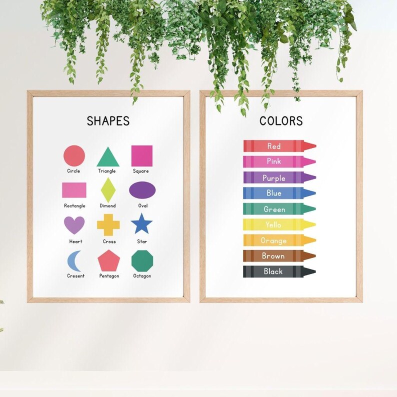 12 Educational Posters for Kids – Digital Download | Learn Shapes ...