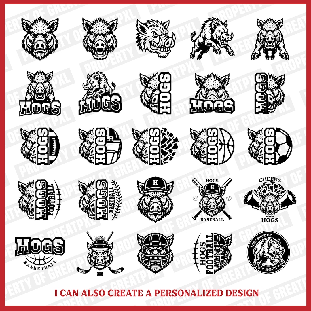 Hogs SVG, 25 Hogs SVG PNG Bundle, Hogs Cricut Cutfile, Hogs School ...