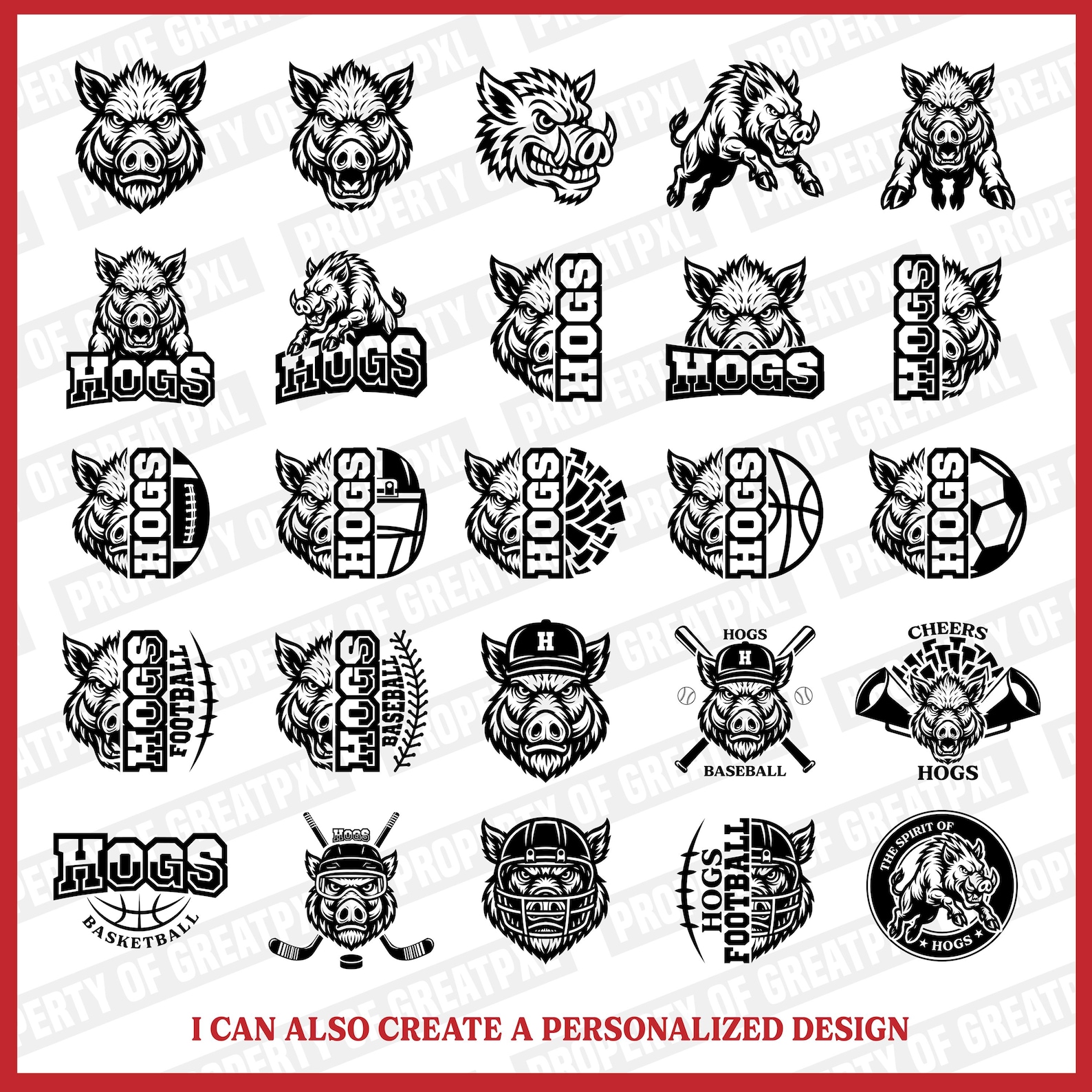 Hogs SVG, 25 Hogs SVG PNG Bundle, Hogs Cricut Cutfile, Hogs School ...