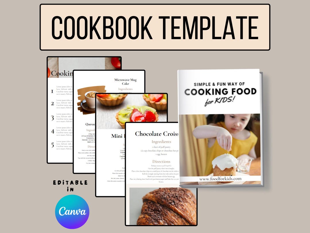 Digital Recipe Book Template, Editable Cookbook Template, Personalized ...