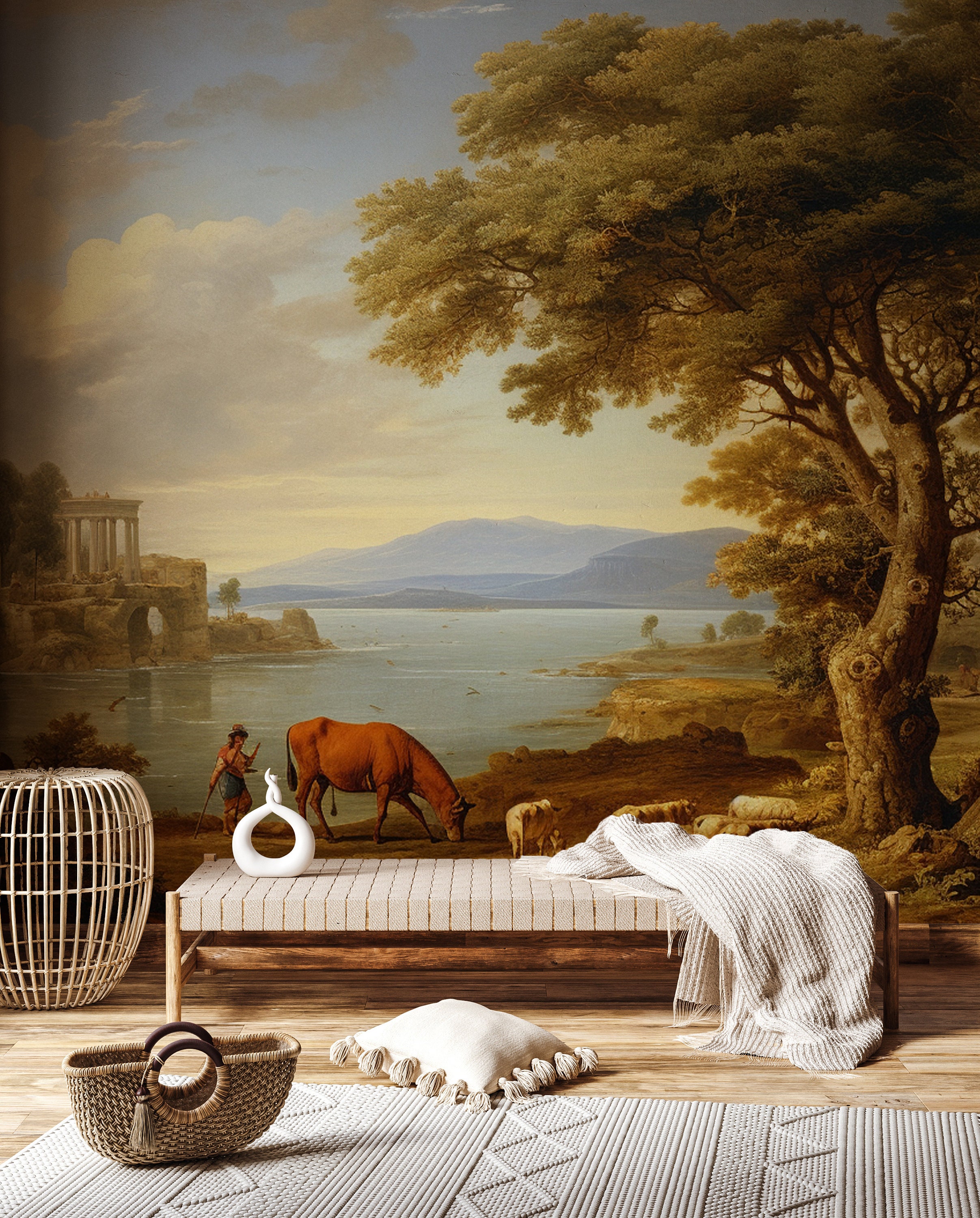 Old Style Landscape Walpaper, Landscape Wallpaper Peel and Stick ...