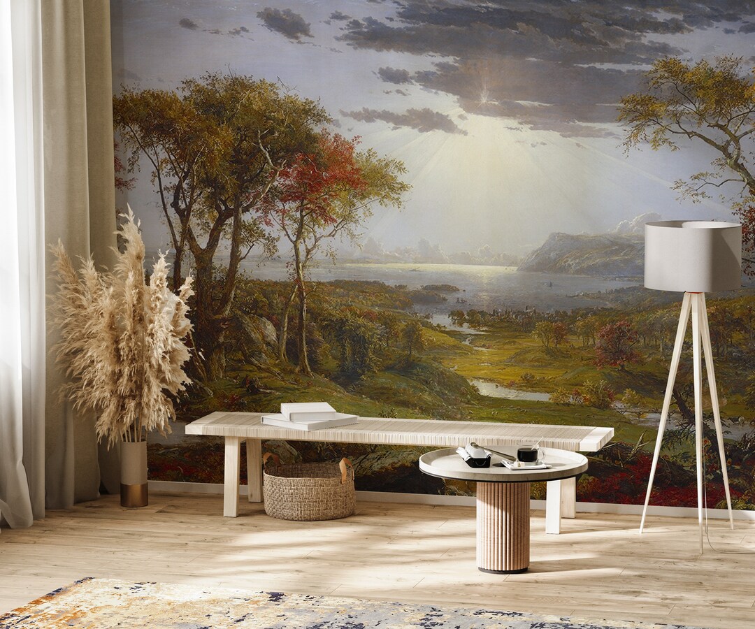 Vintage Old Style Landscape Walpaper, Landscape Wallpaper Peel and ...