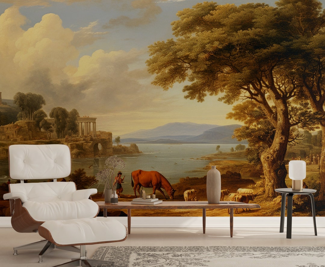 Old Style Landscape Walpaper, Landscape Wallpaper Peel and Stick ...