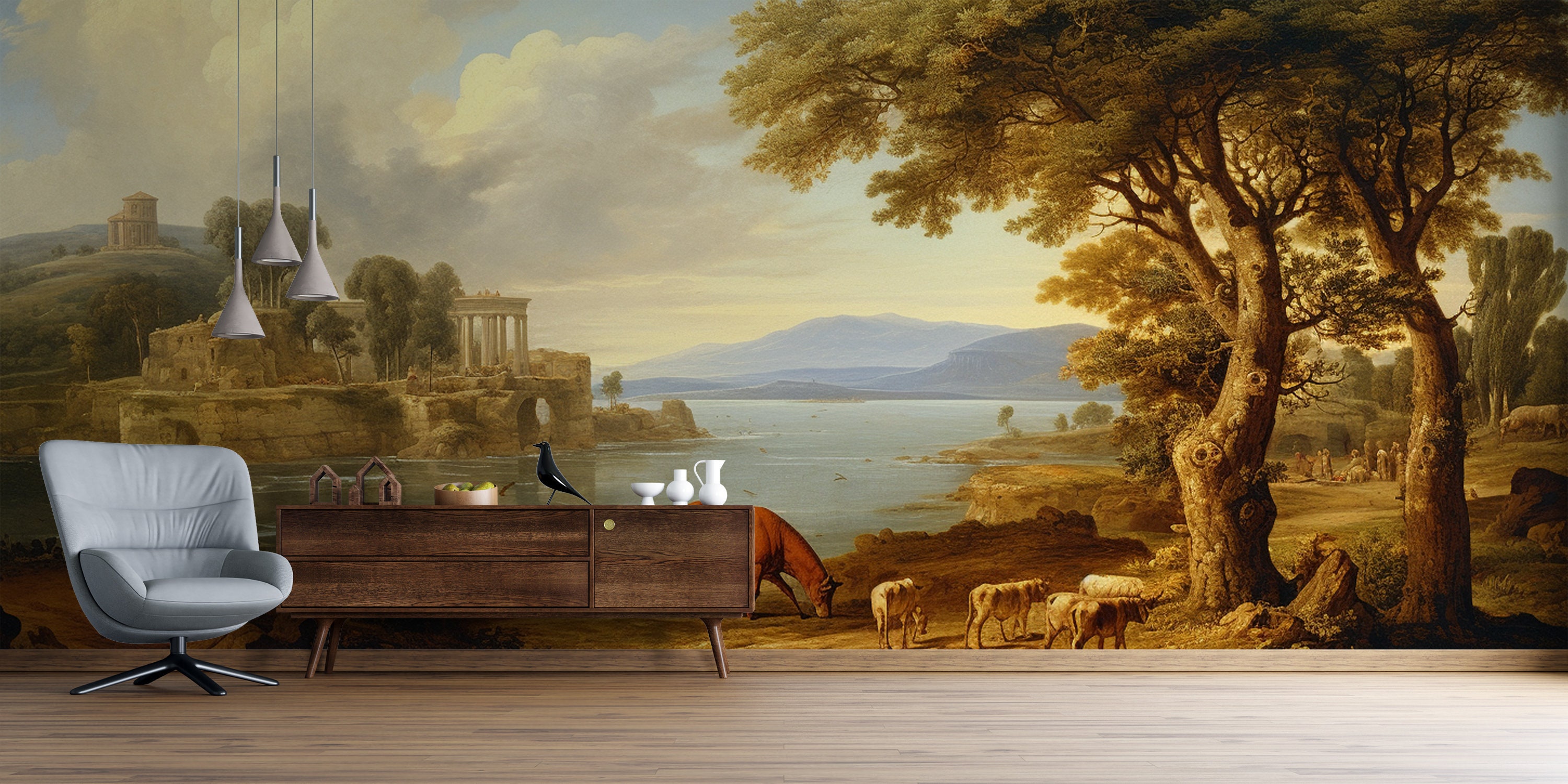 Old Style Landscape Walpaper, Landscape Wallpaper Peel and Stick ...