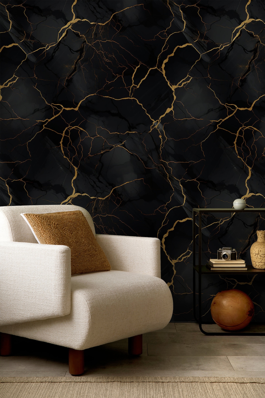 Buy Dark Gold Marble Wallpaper, Marble Wallpaper Peel and Stick ...
