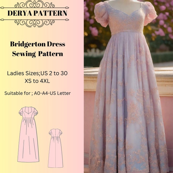 Bridgerton Gown Sewing Pattern, Bridgerton Dress, Renaissance Dress Sewing Pattern, Maxi Dress ...
