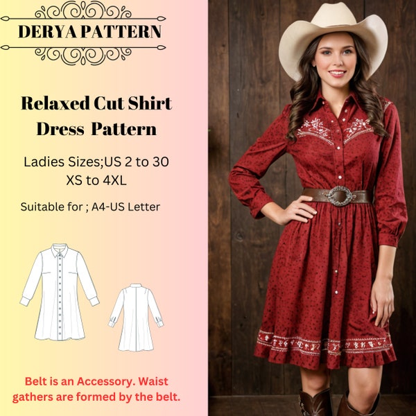 Shirt Dress Pattern - Etsy