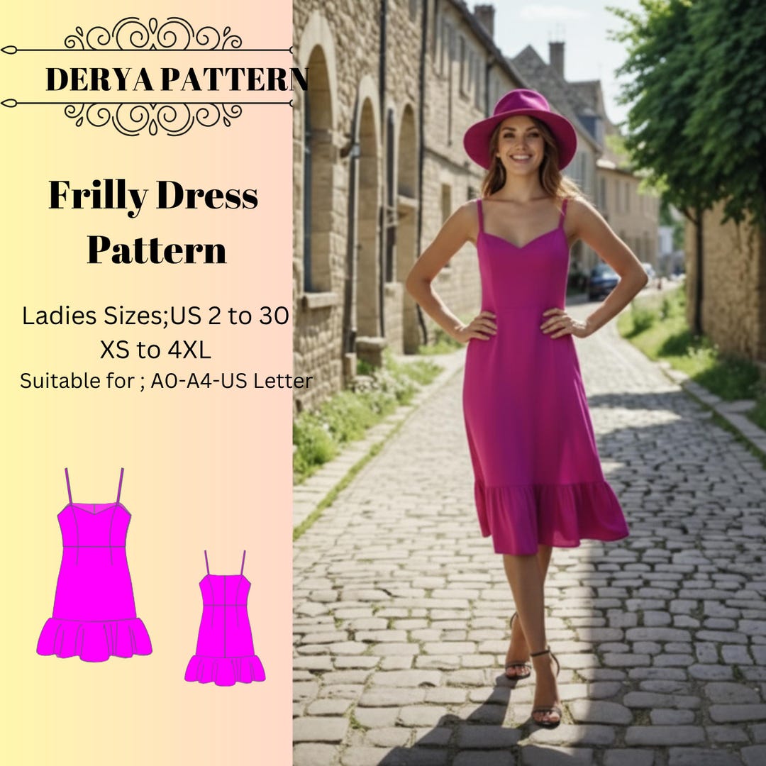 Frilly Dress Sewing Pattern,women Dress Patterns,women's Ball Gown ...