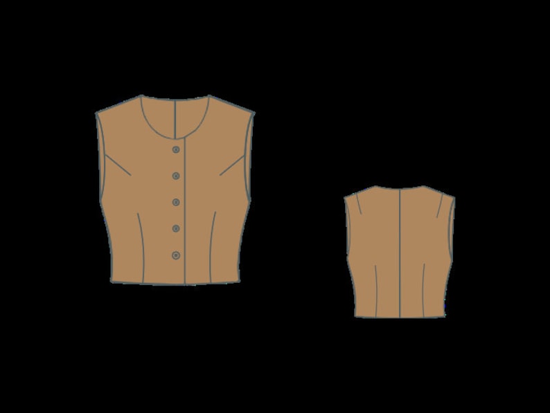 Crop Linen Vest Pattern, Women's Vest Pattern,round Neck Vest , Spring ...