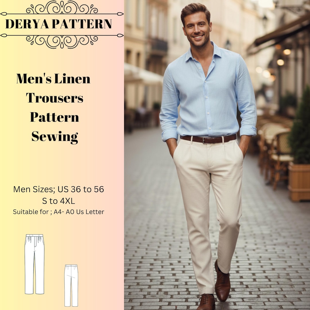 Men Linen Trousers Sewing Pattern: Summer Style (A4 A0) (digital ...